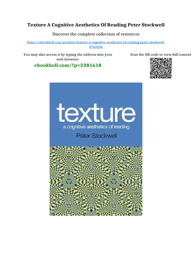 Texture A Cognitive Aesthetics of Reading Peter Stockwell Full | PDF ...
