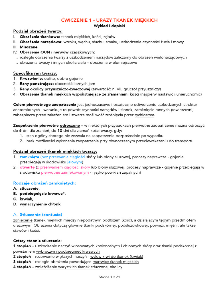 1 Urazy Tkanek Miękkich | PDF