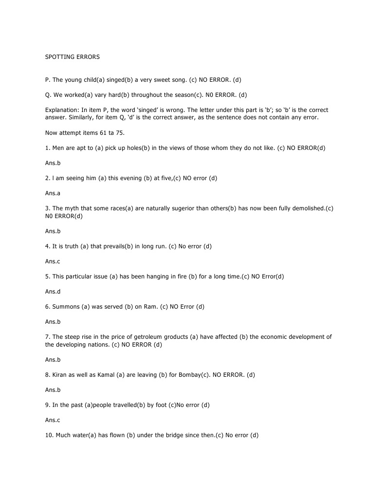 Spotting Errors | PDF