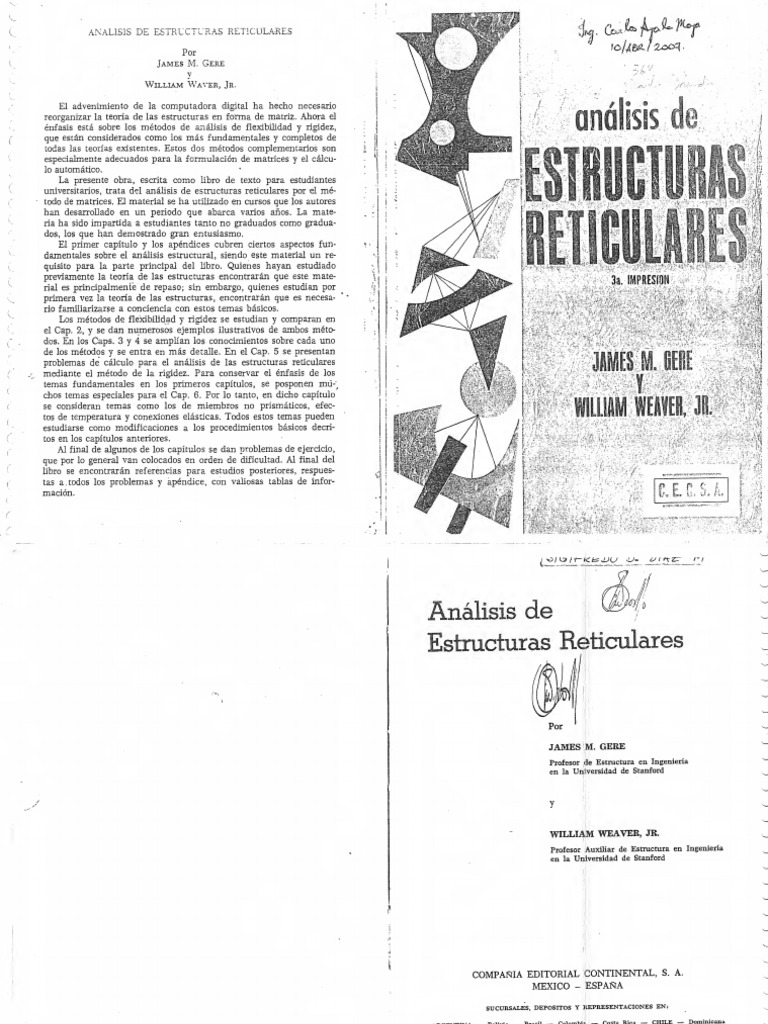 ANALISIS DE ESTRUCTURAS RETICULARES Gere Text | PDF | Doblar | Viga ...