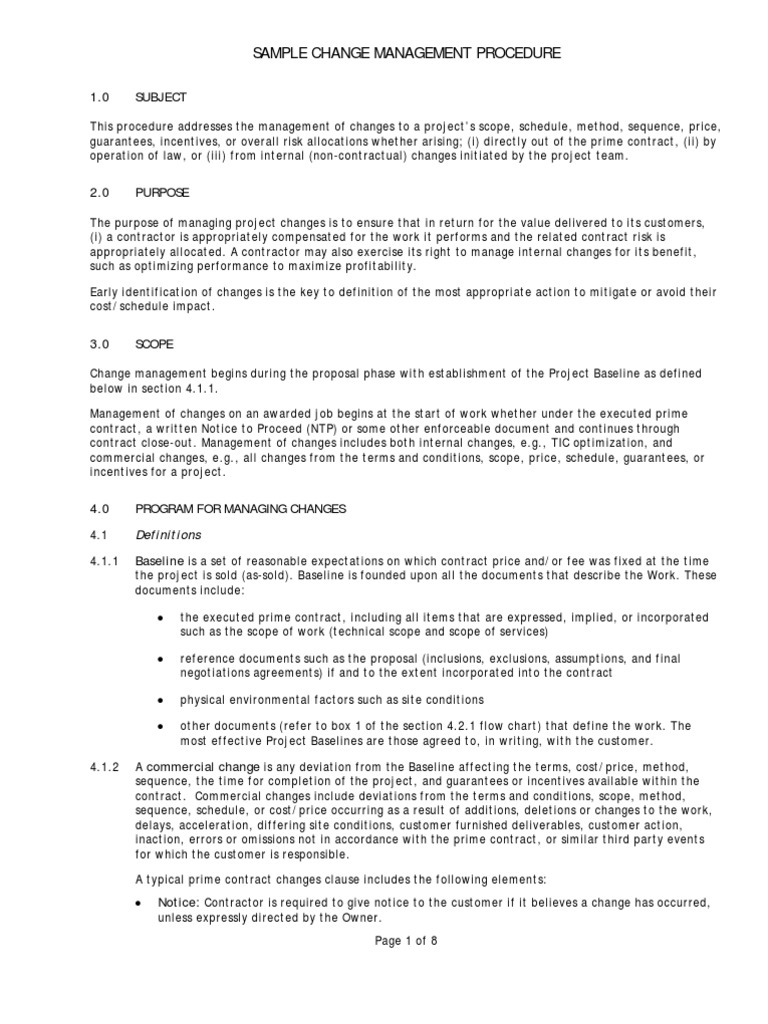 Change Management Procedure | PDF