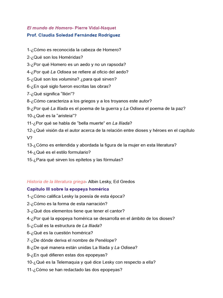 El Mundo de Homero - Por Tres Autores | PDF | Homero | Ilíada