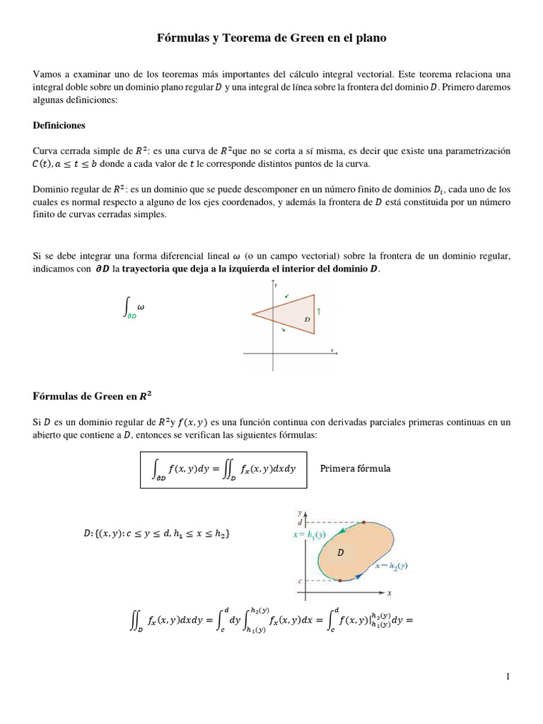 Clase_15._Formulas_y_Teorema_de_Green_en_el_plano | PDF | Integral ...