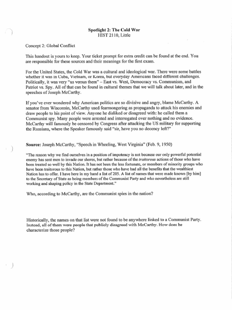 Spotlight 2, Cold War + Handouts | PDF