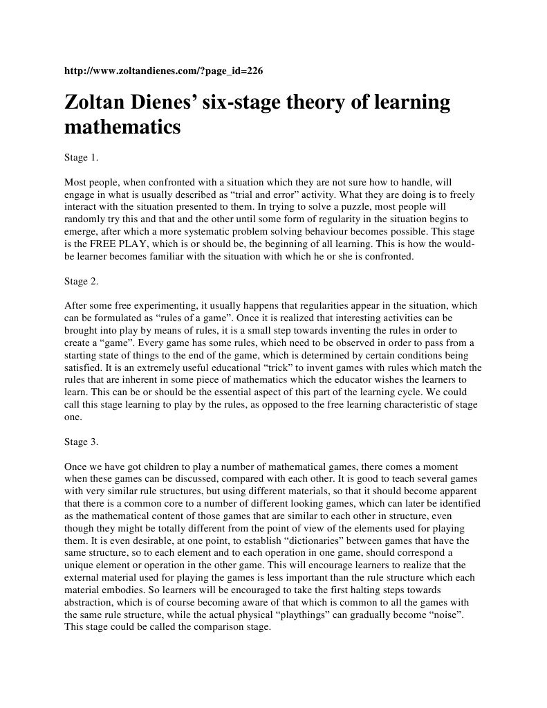 Dienes' Six Stages of Learning Math | PDF | Theorem | Abstraction