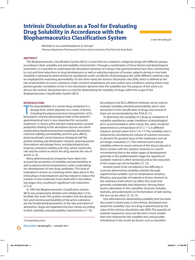 Intrinsic Dissolution | Download Free PDF | Bioavailability ...