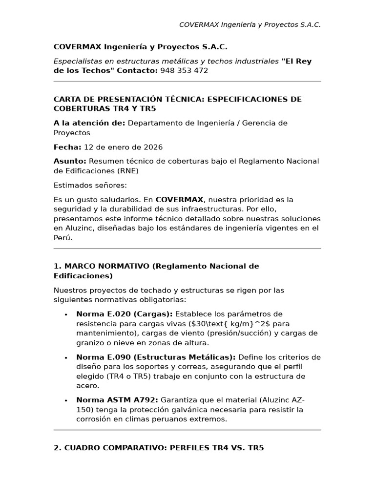 COVERMAX Ingeniería y Proyectos S | PDF