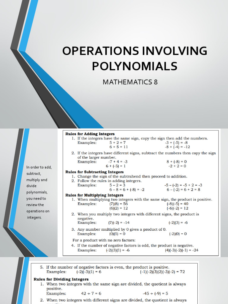Operations Involving Polynomials | PDF