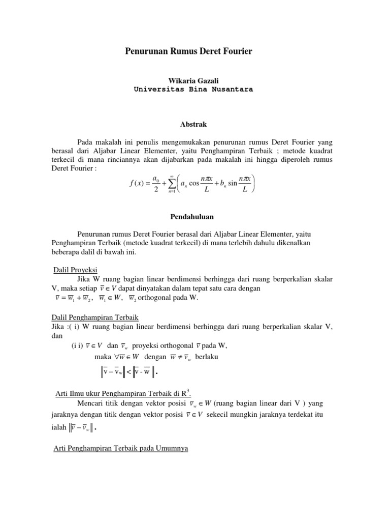 Penurunan Rumus Deret Fourier | PDF | Metode & Bahan Ajar | Sains ...