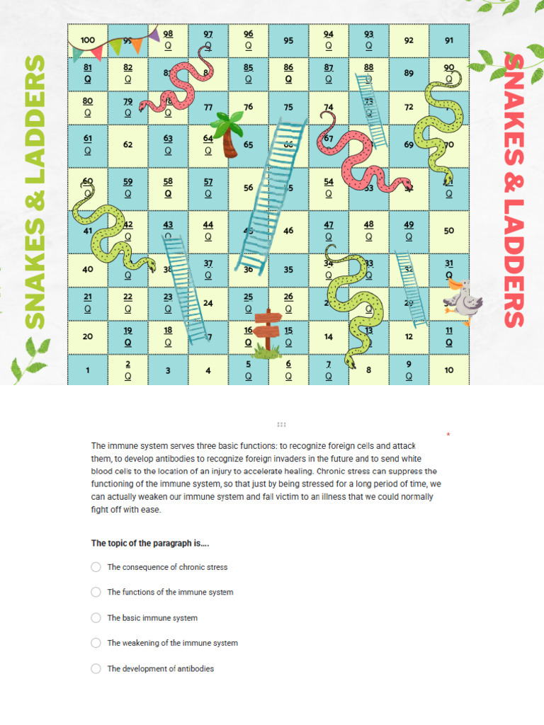 Snakes and Ladders Board Game A4 | PDF