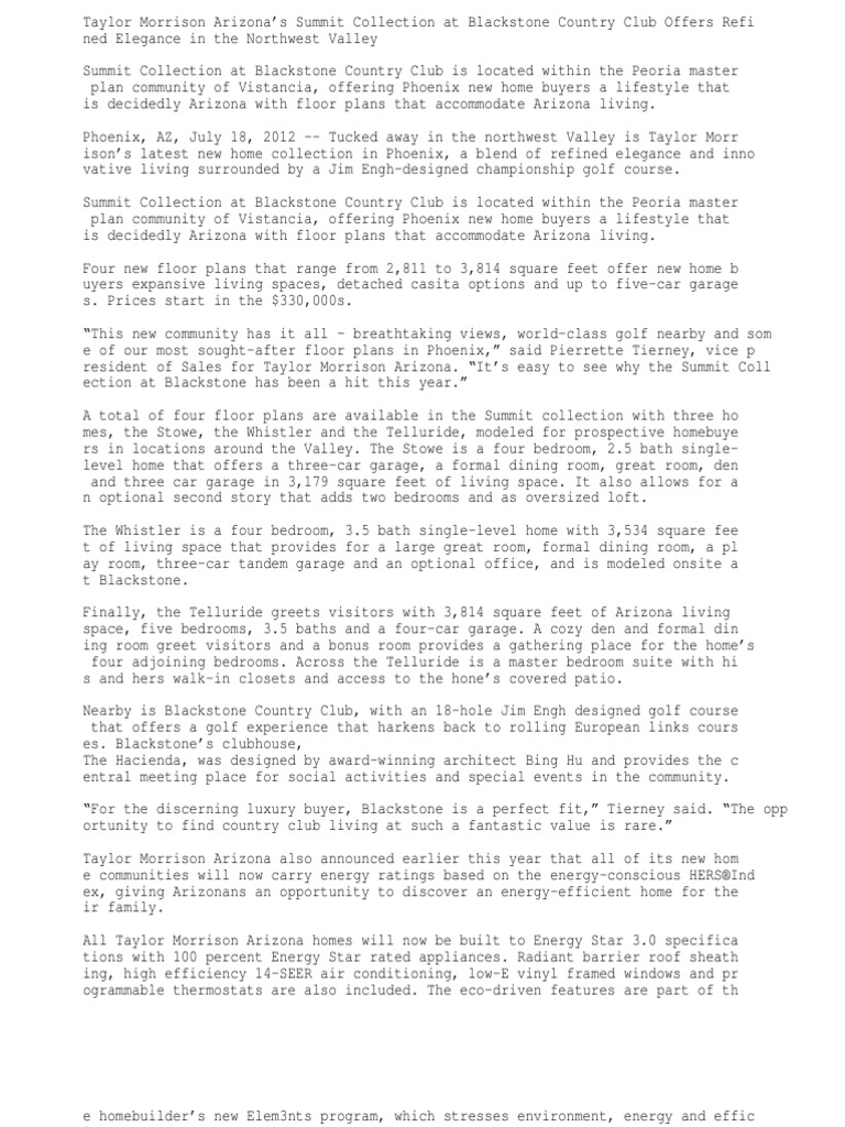 Taylor Morrison Arizona's Summit Collection at Blackstone Country Club ...