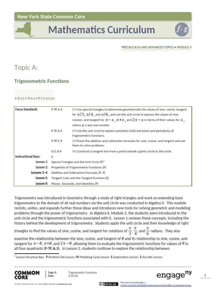 Precalculus m4 Topic A Overview | PDF | Trigonometric Functions ...