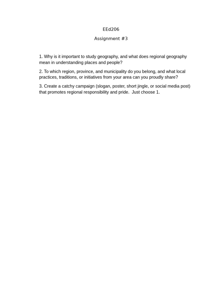Assignment 3 Regional Geography | PDF