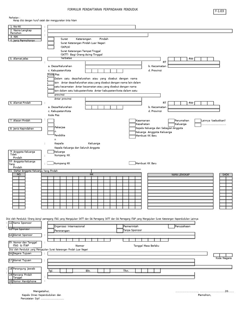 Formulir F 103-1 | PDF