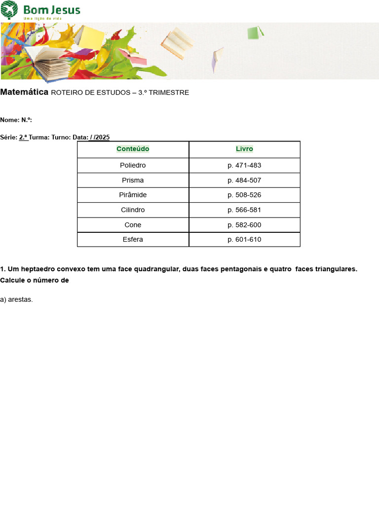 Rot Est Mat 2s 3tri 2025 Final | PDF | Geometria Elementar | Formas ...