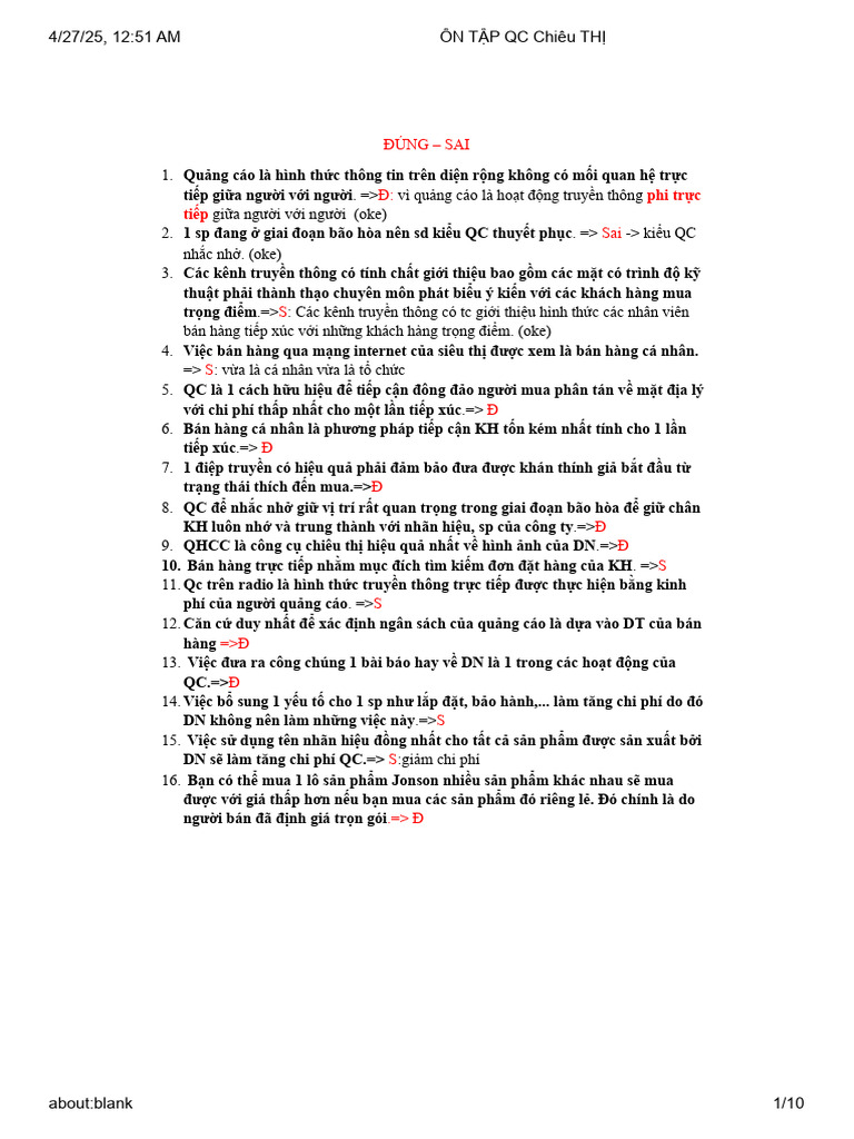 ÔN TẬP QC Chiêu THỊ | PDF