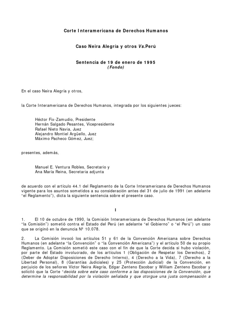 Neira y Alegría Vs. Perú | PDF | Ley Pública | Judicaturas