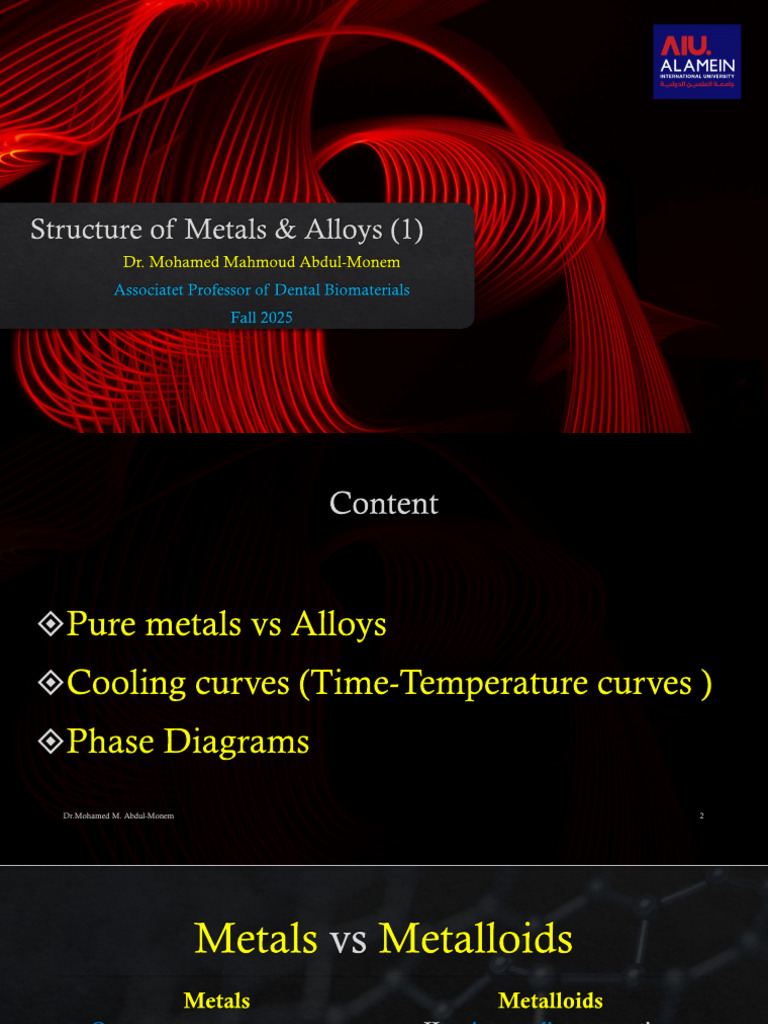 9.structure of Metals and Alloys AIU Fall 2025 | PDF | Phase (Matter ...