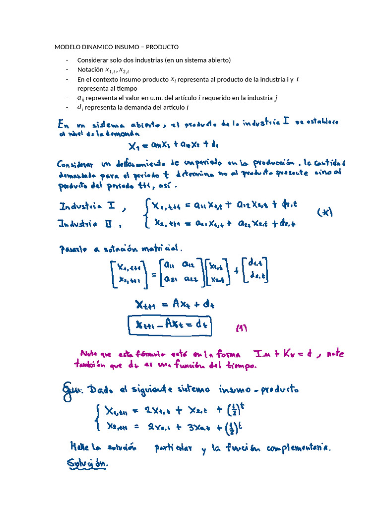 Modelo Dinamico Insumo Producto-18-06 | PDF