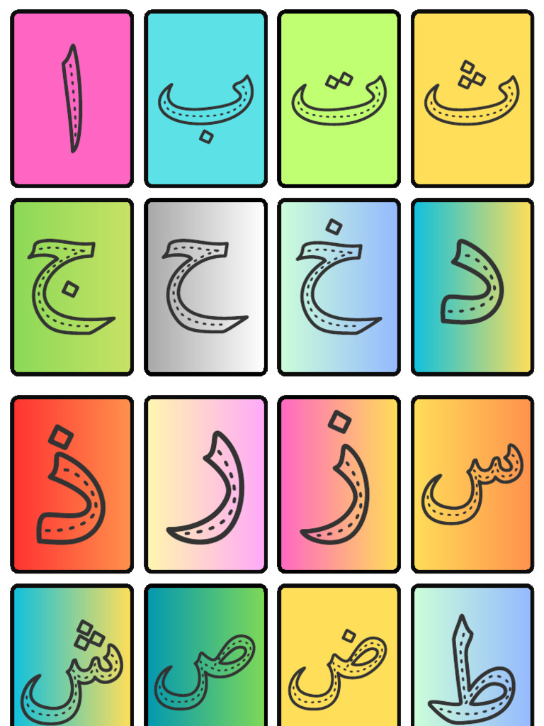 Flashcard Hijaiyah Arabic Tracing in Black and White PDF | PDF
