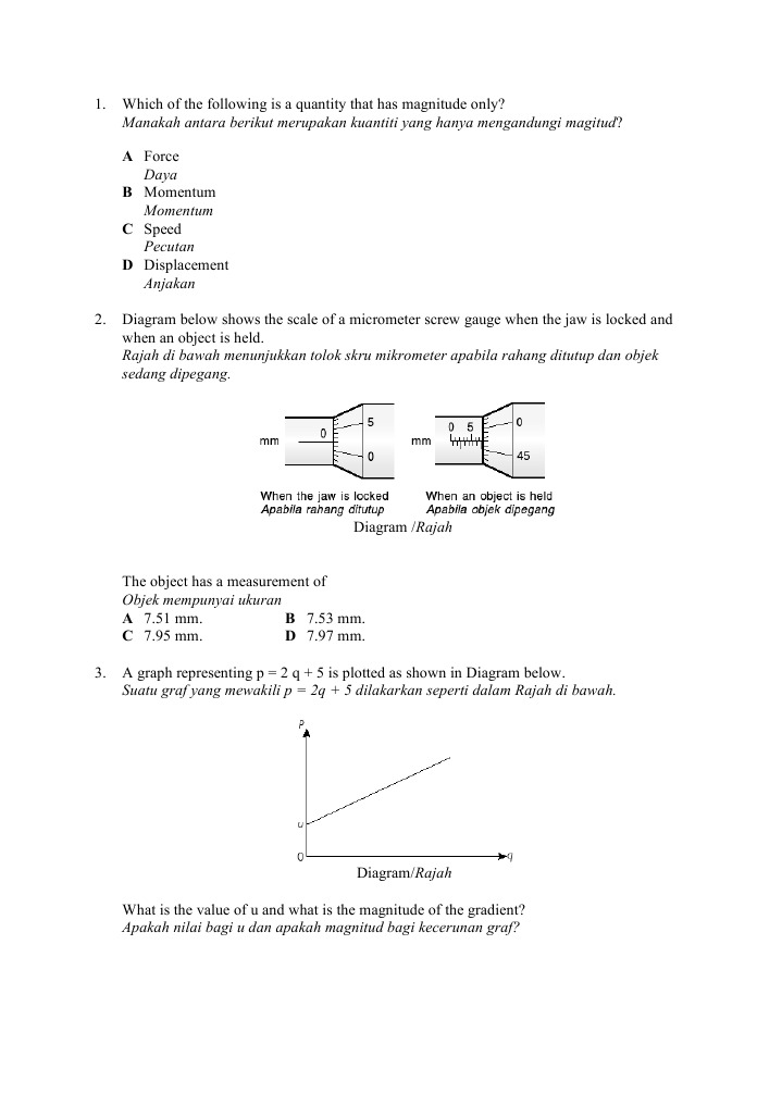 Physics Concepts and Measurement Questions | PDF