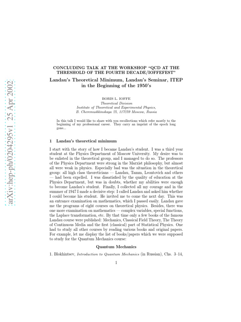 Boris Ioffe Vs Landau | Download Free PDF | Quantum Electrodynamics ...