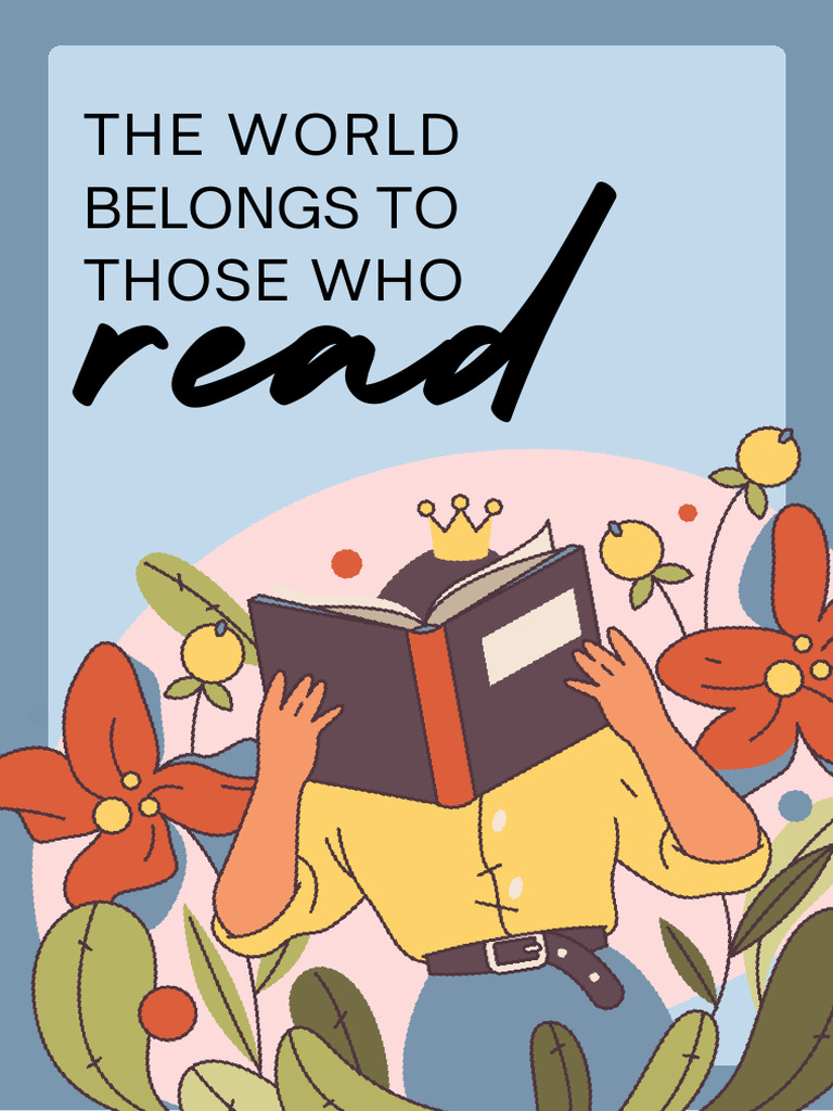 Library Reading Poster in Blue Lined Style | PDF
