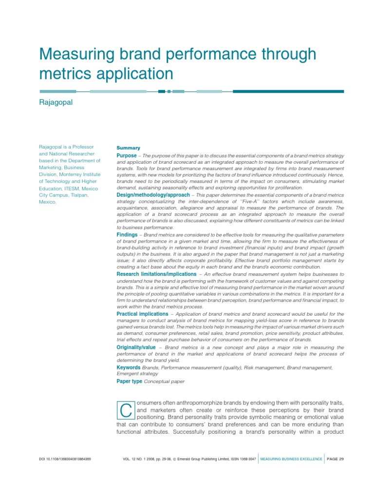Measuring Brand Performance Through | PDF | Brand | Strategic Management