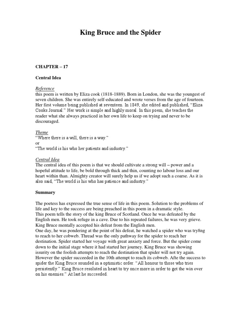 King Bruce and the Spider: A Summary | PDF | Spider Web