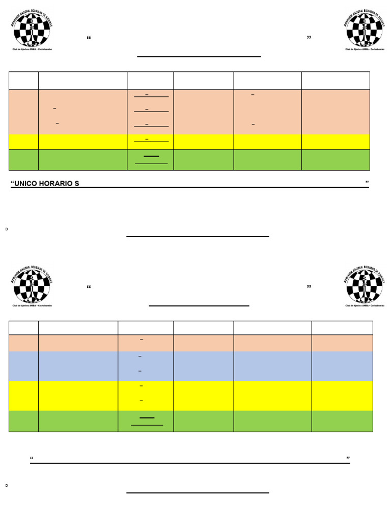 Horarios Ajedrez Anba Regular 2026 | PDF