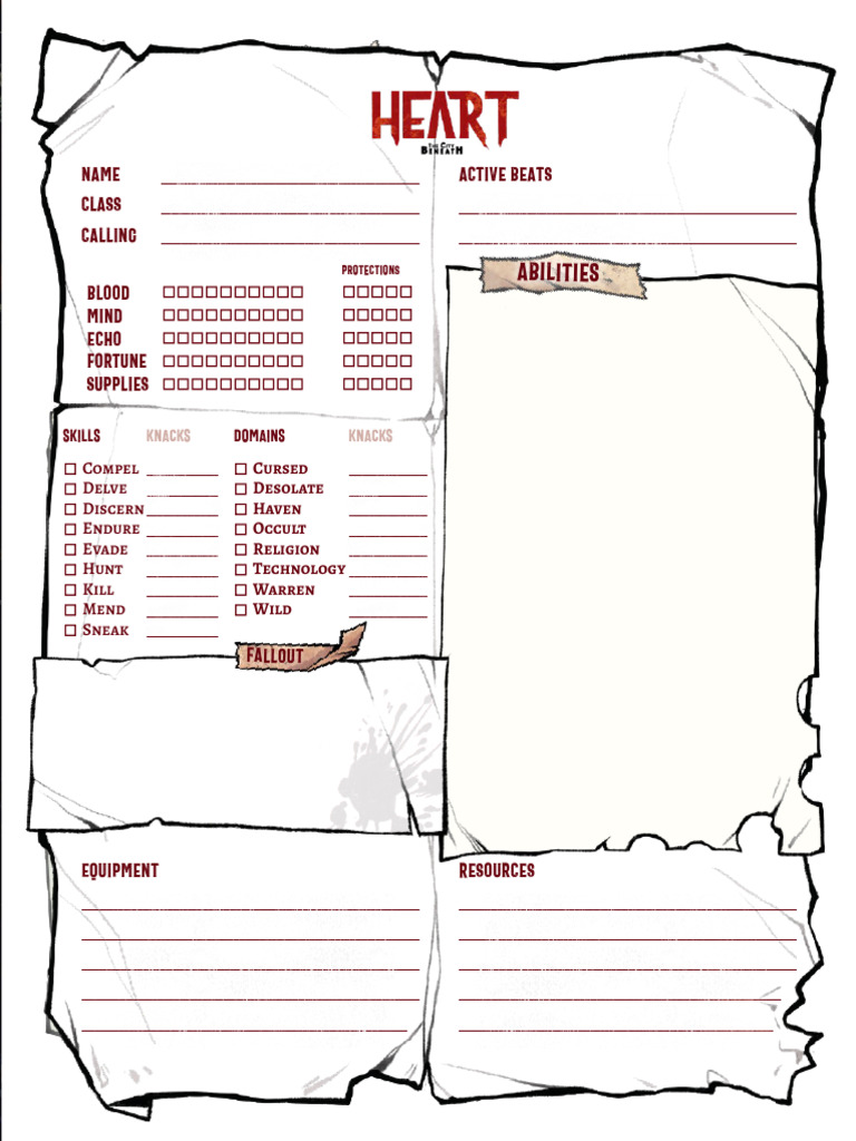 Heart Form-Fillable Character Sheet 2024-07-18 | PDF
