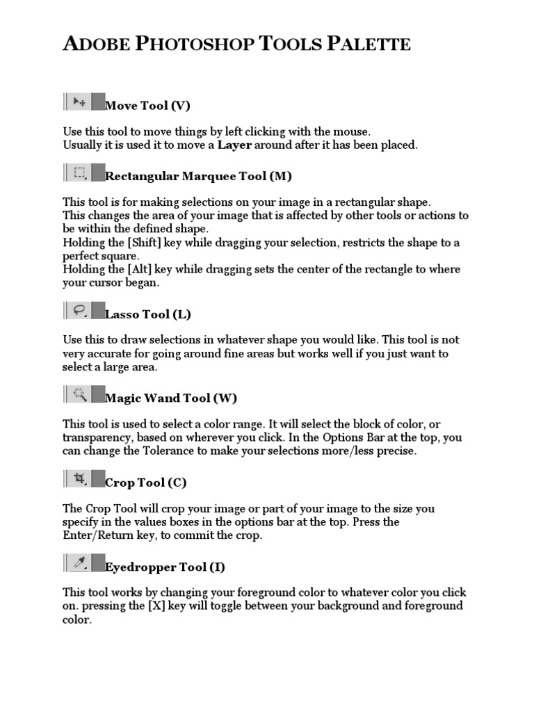 Adobe Photoshop Tools Palette | PDF | Adobe Photoshop | Graphic Design