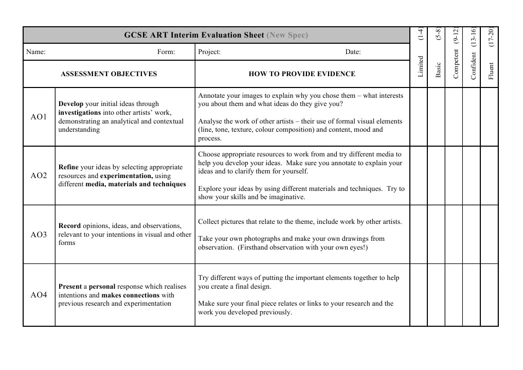 GCSE Art Evaluation Guide | PDF