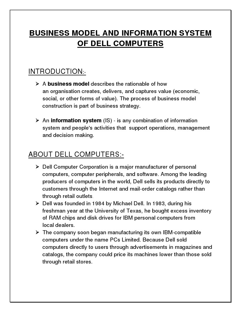 Dell's Business Model and Information Systems | PDF | Dell ...