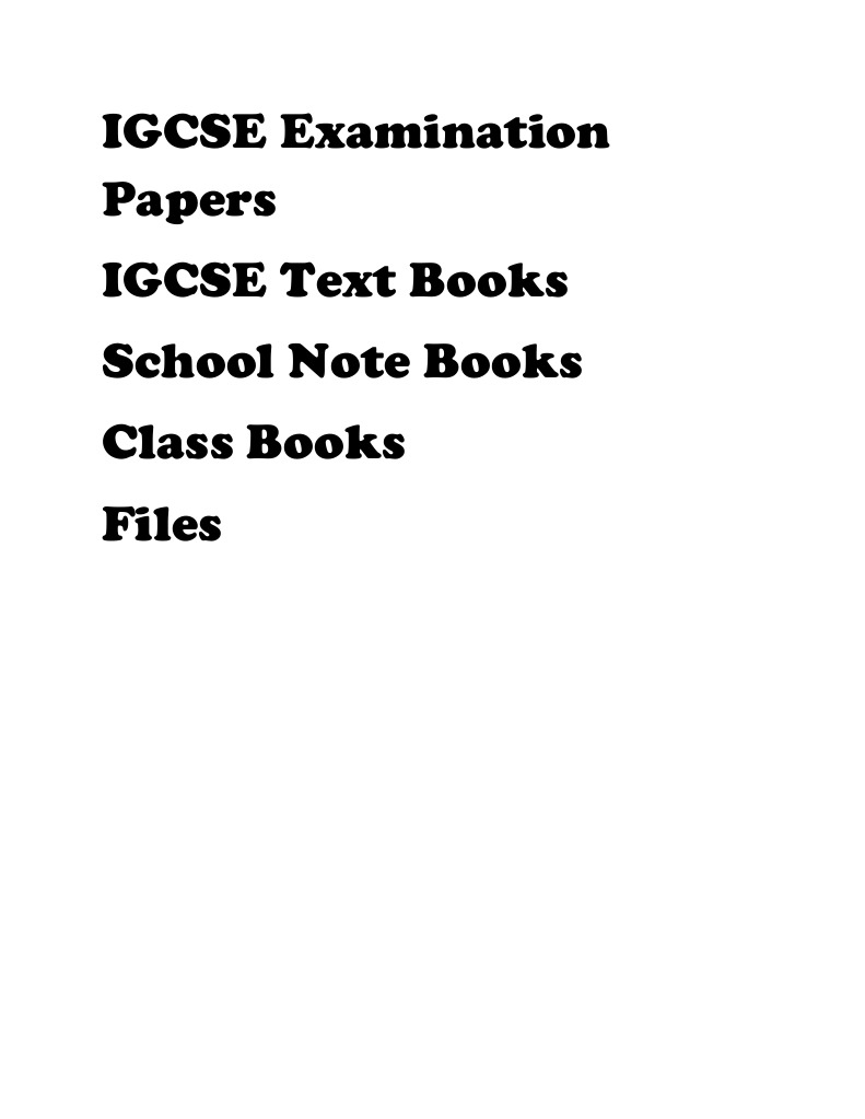 IGCSE Examination Papers IGCSE Text Books School Note Books Class Books ...