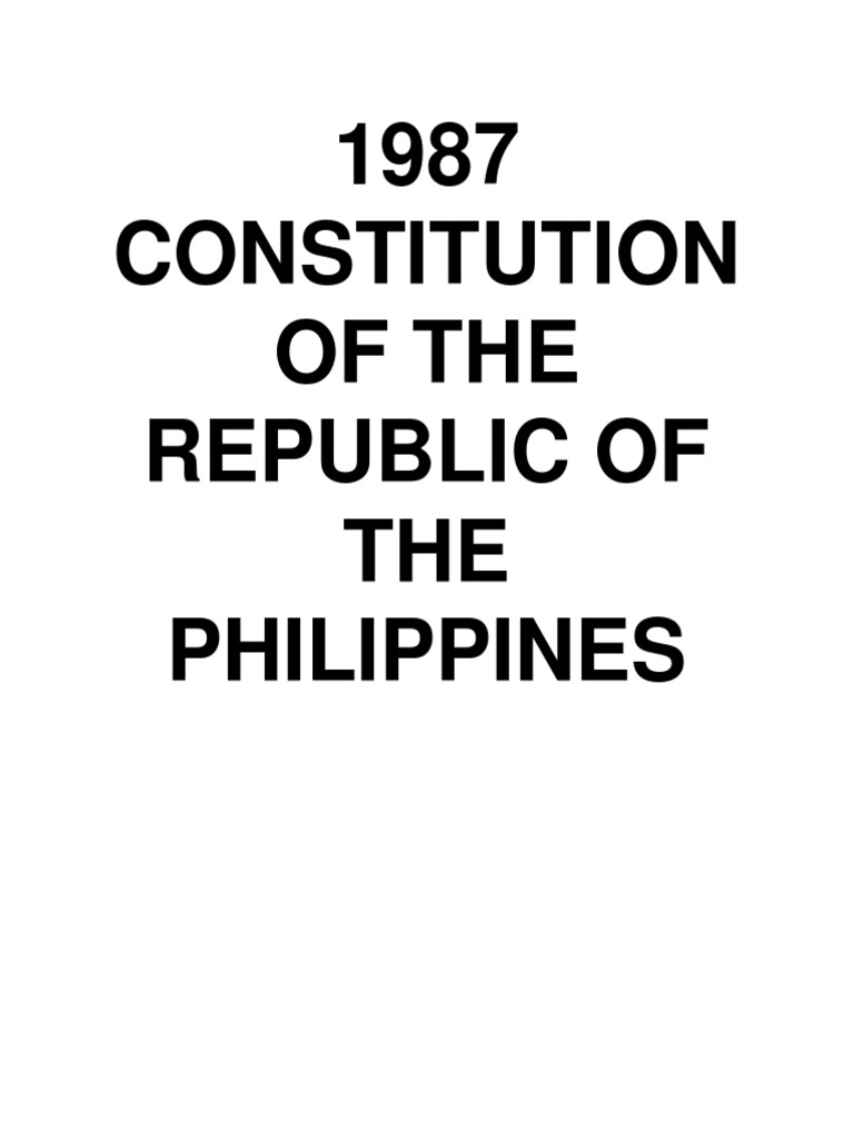 1987 Philippine Constitution | PDF | Presidents Of The United States ...
