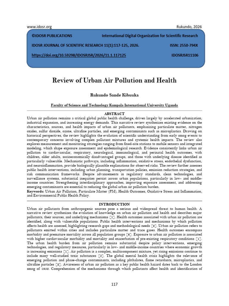 Review of Urban Air Pollution and Health (WWW - Kiu.ac - Ug) | PDF ...
