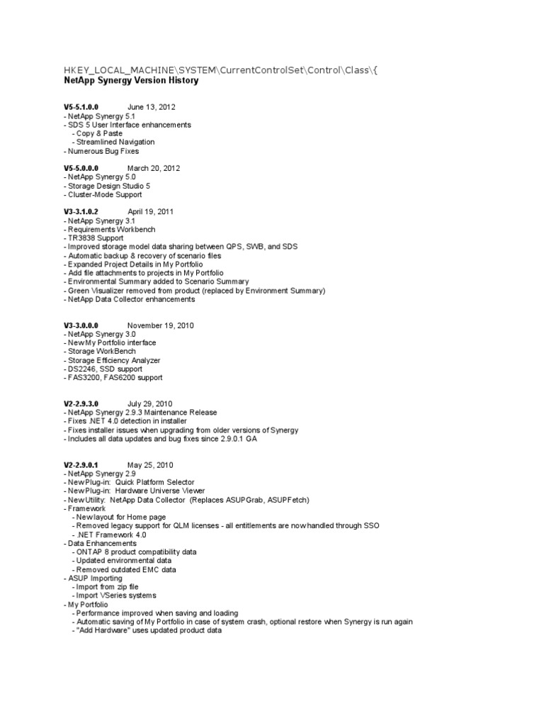 NetApp Synergy Version History | PDF | Computer Data Storage | Windows 7