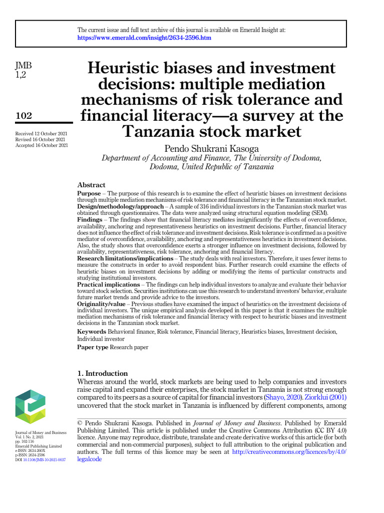 4 Heuristic Biases and Investment Deciosion Multiple Mediation | PDF ...