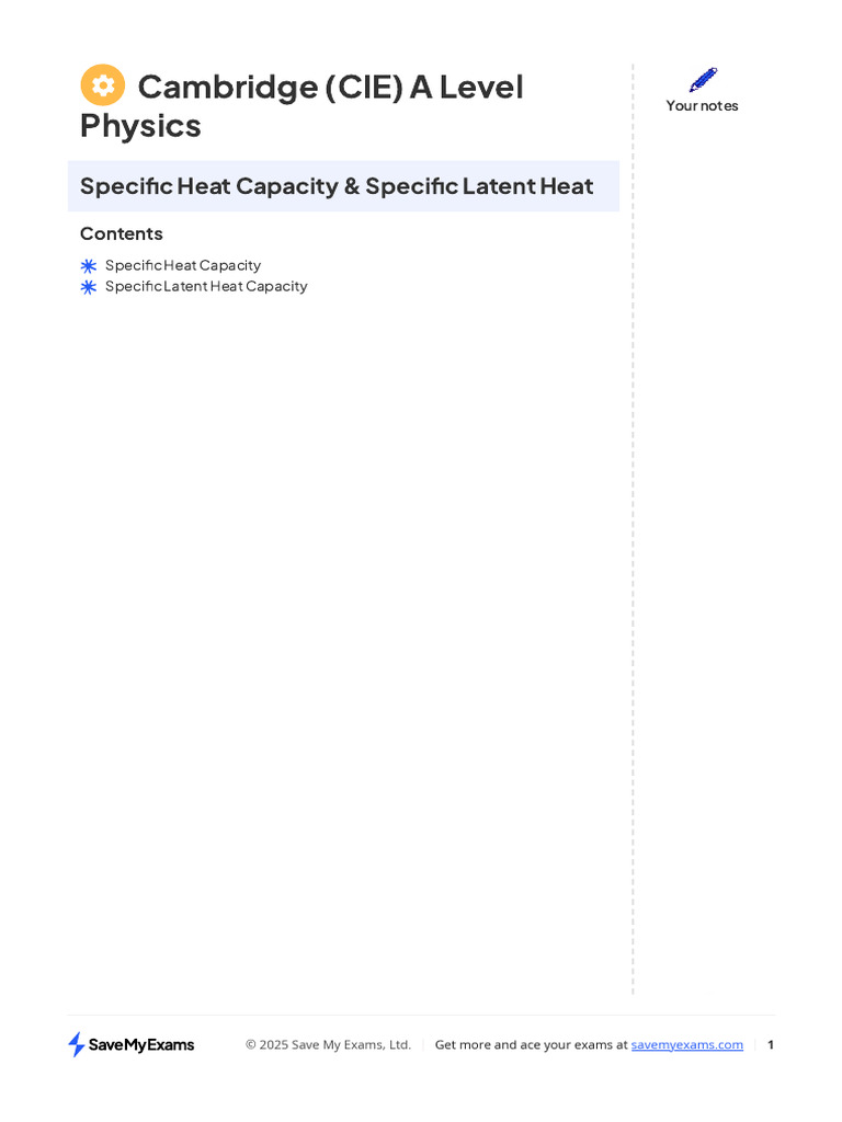 Specific Heat Capacity & Specific Latent Heat | PDF | Latent Heat | Heat