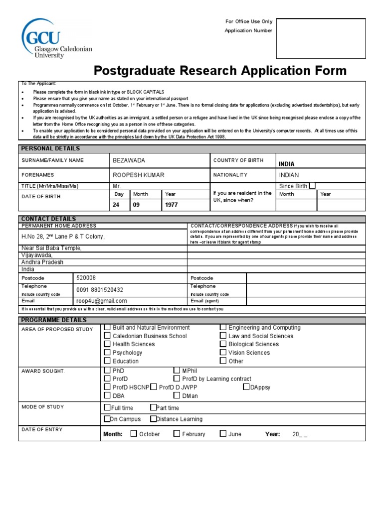Postgrad Research Application Guide | PDF | Doctor Of Philosophy | Academia