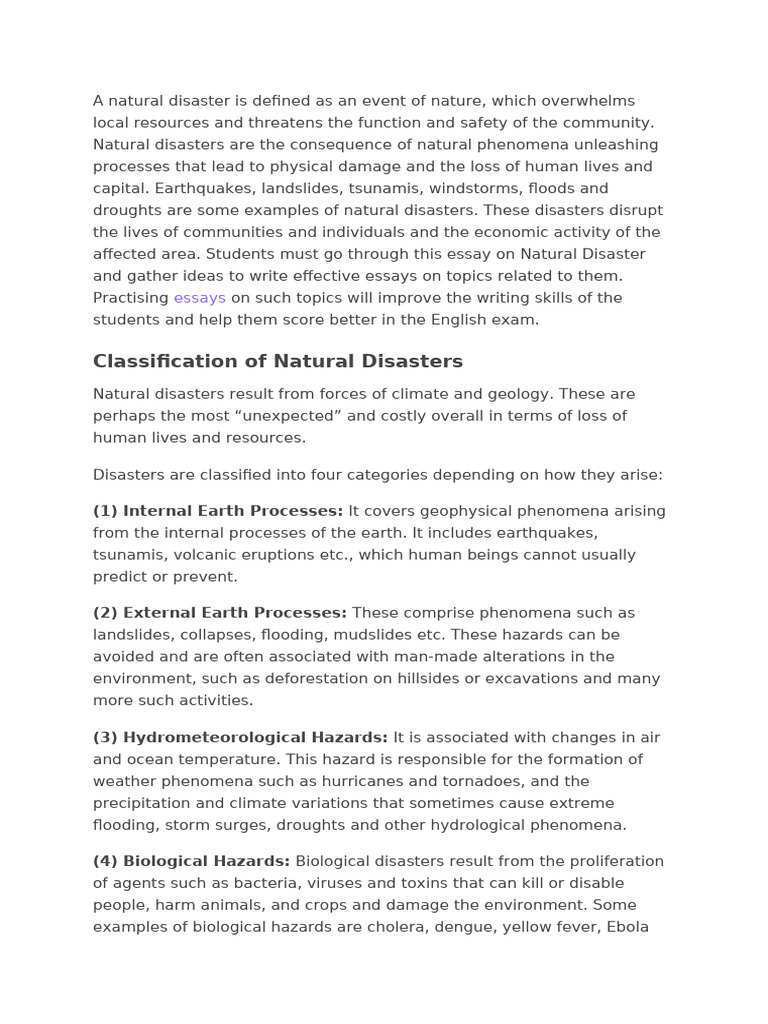 A Natural Disaster Is Defined As An Event of Nature | PDF | Natural ...