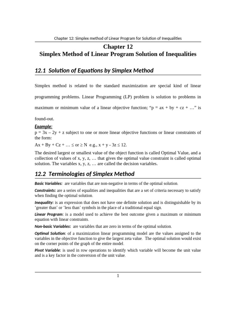Final Checked 12 - Linear Programming by Simplex Method | PDF | Linear ...