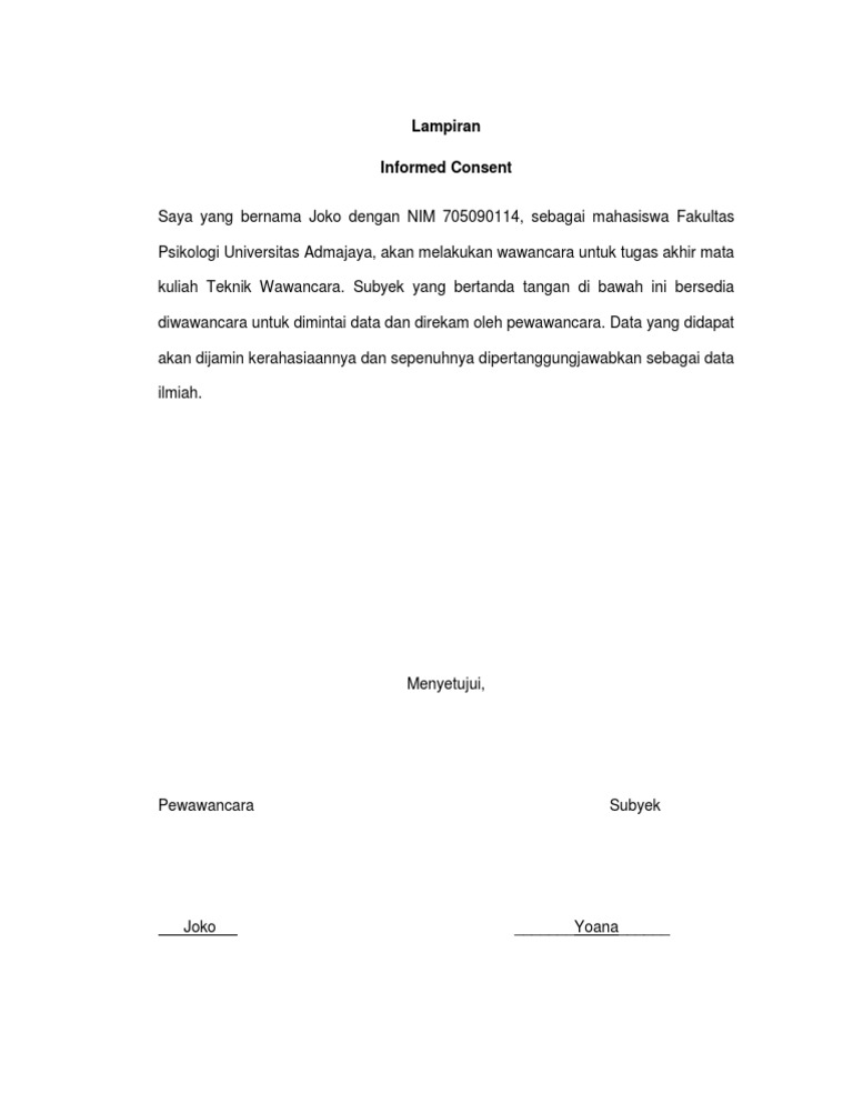Contoh Informed Consent | PDF