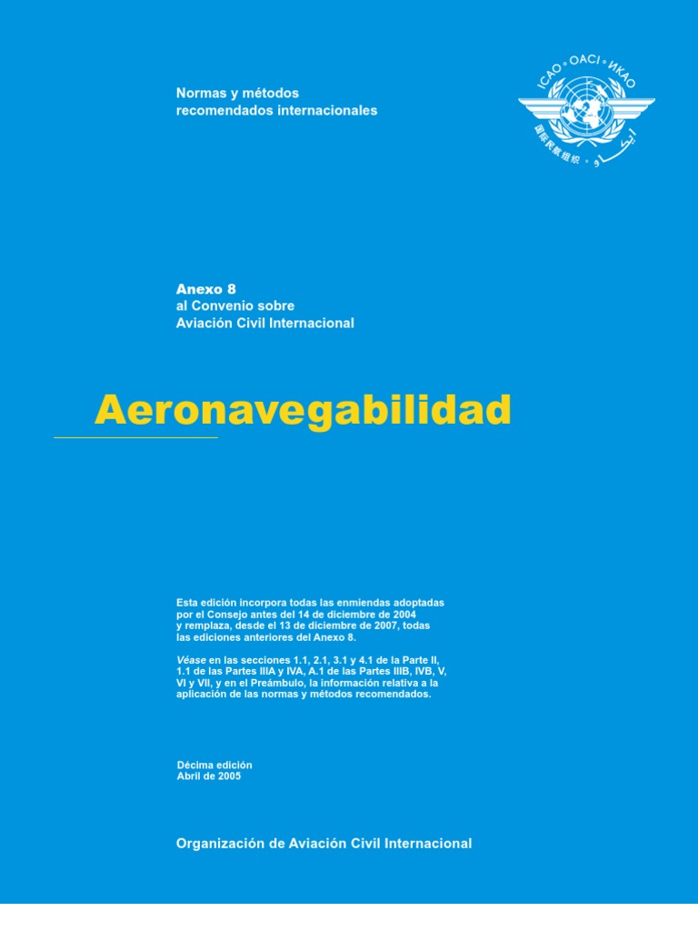 Anexo - 8 - OACI - Aeronavegabilidad (En Español) | PDF | Adopción ...