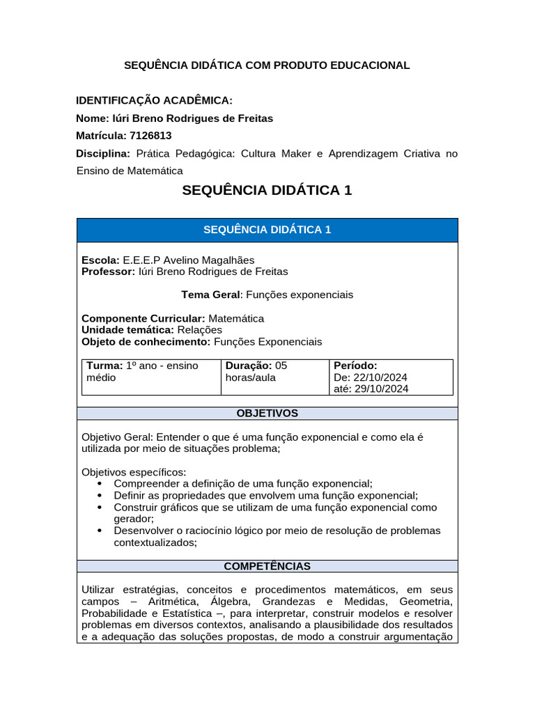 Modelo Sequência Didática - Editável (3) 1 | PDF | Triângulo ...