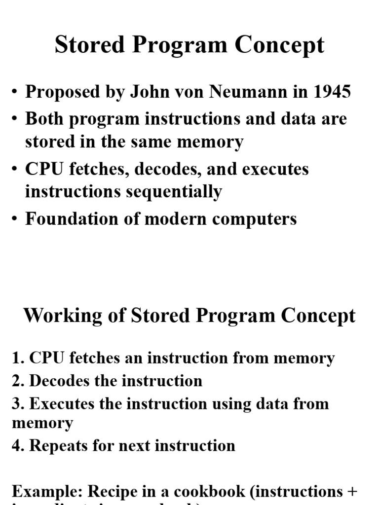 Lec 1 Stored Program Concept, CPU, ALU | PDF