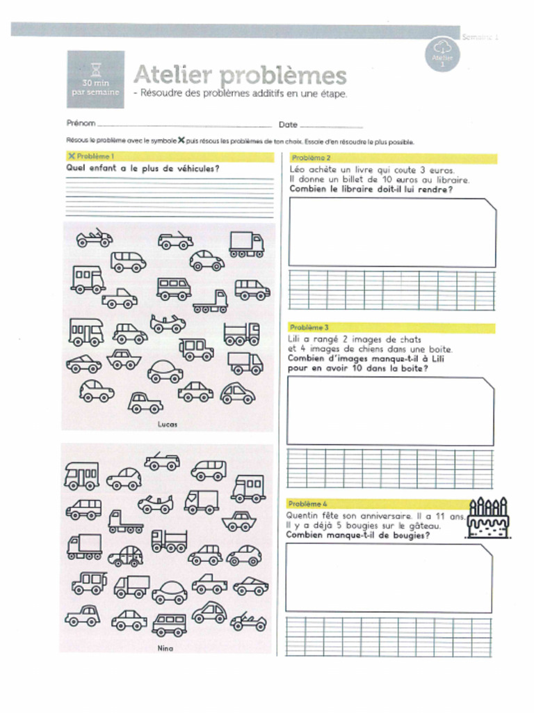 Livret de Problèmes Accès CE1 | PDF