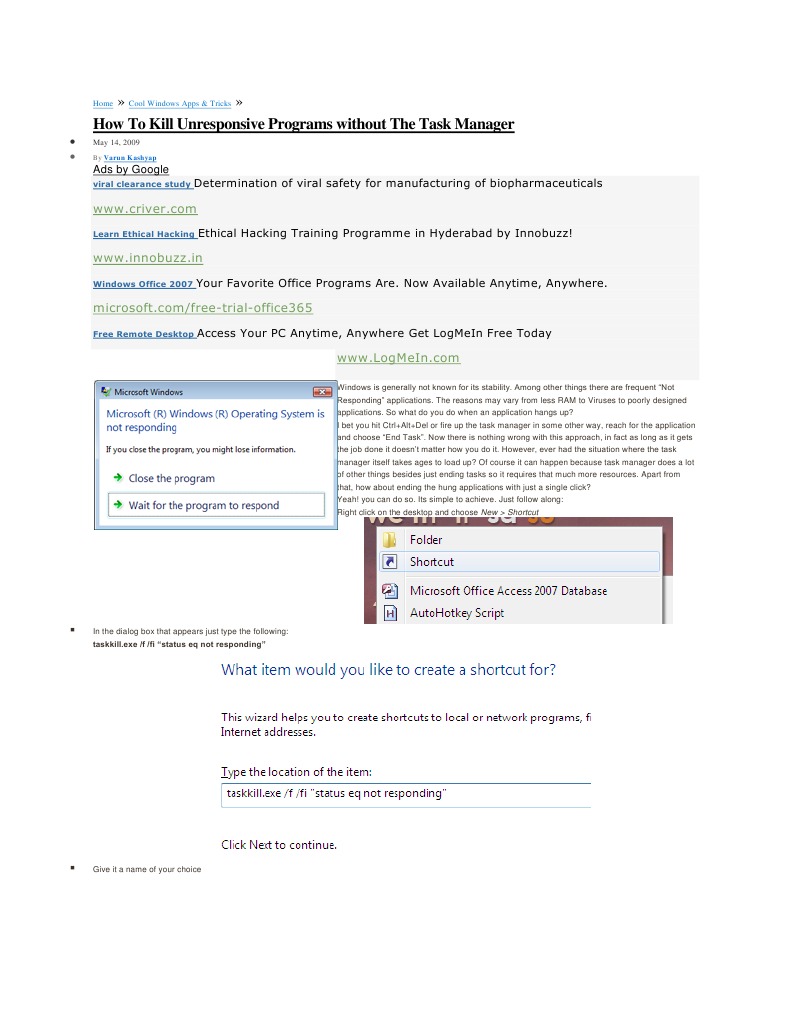 Kill Unresponsive Windows Apps Easily | PDF