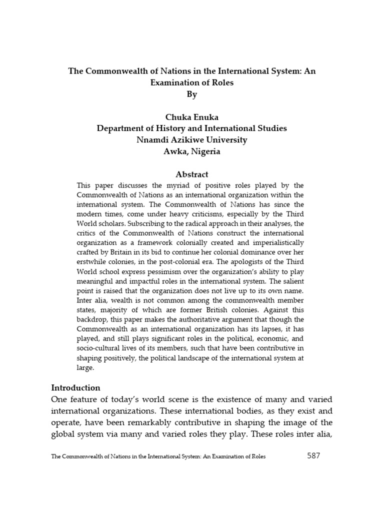 32 The Commonwealth of Nations in The International System An ...